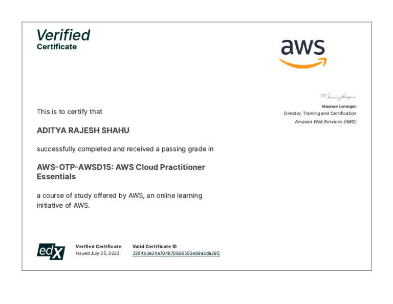 Aws Aws-otp-Awsd15 Certificate - Edx | PDF