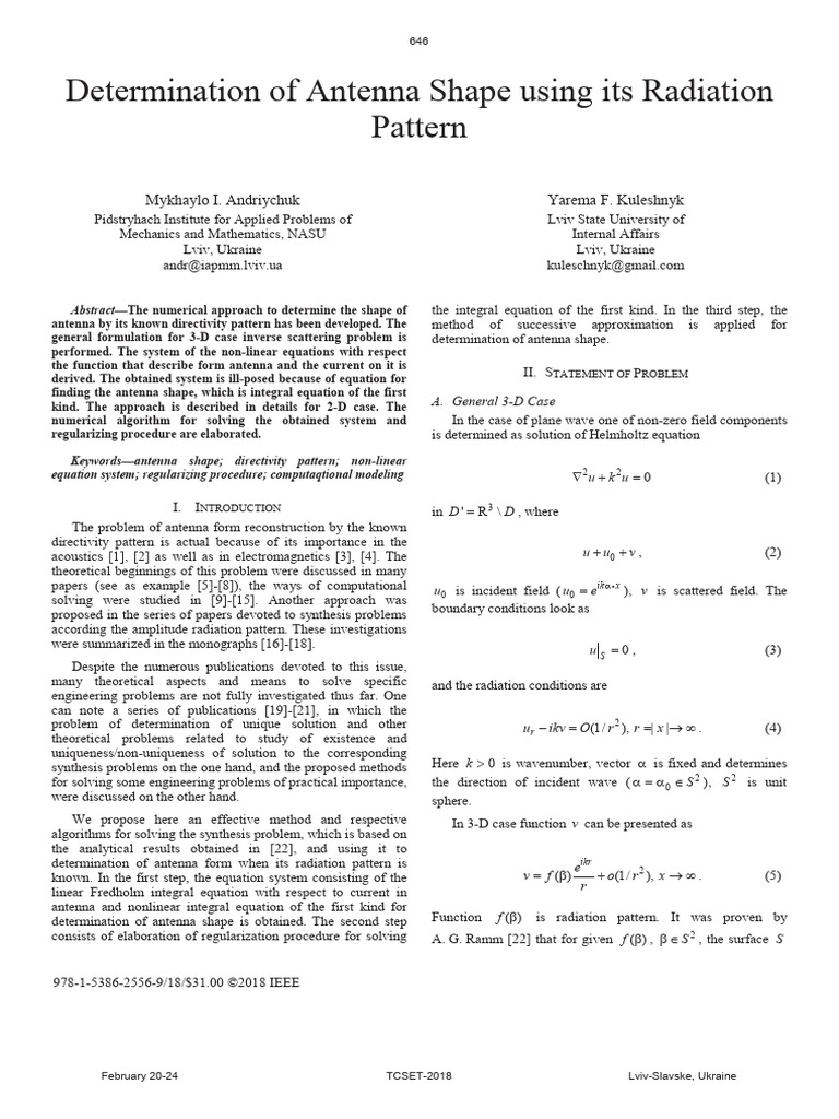 Determination of Antenna Shape Using Its Radiation Pattern | PDF ...