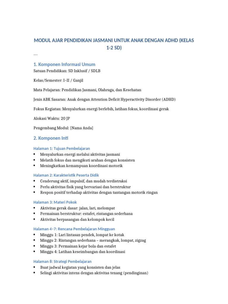 Modul_Ajar_PJOK_ADHD_SD1-2 | PDF