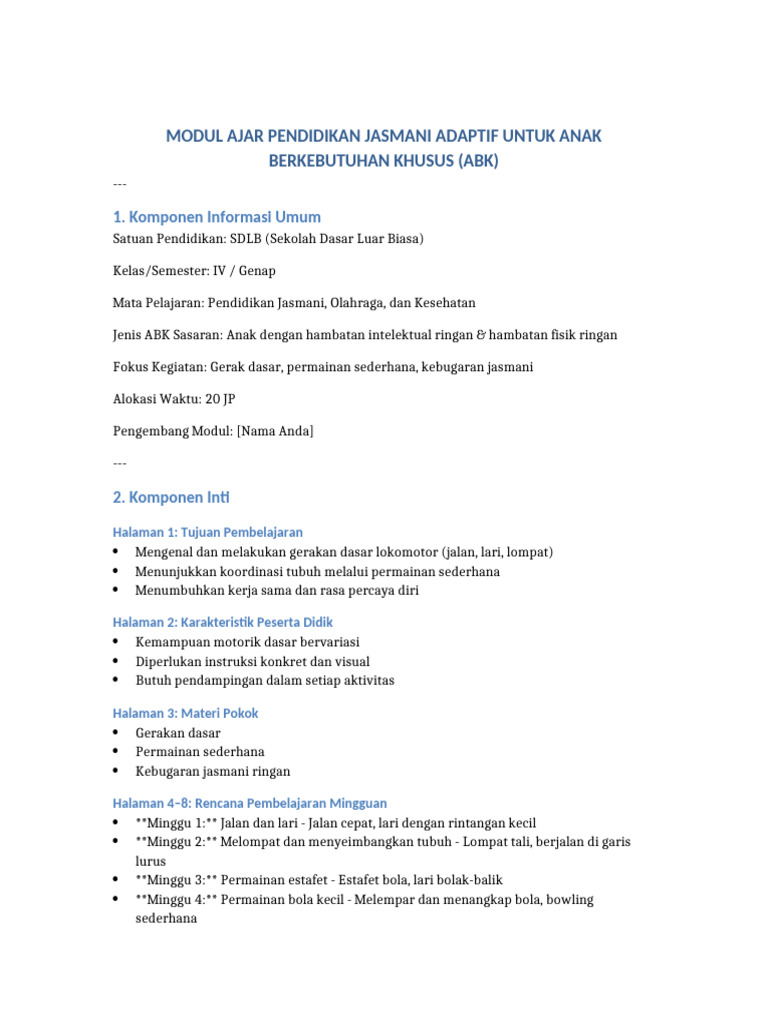 Modul Ajar Pjok Abk | PDF