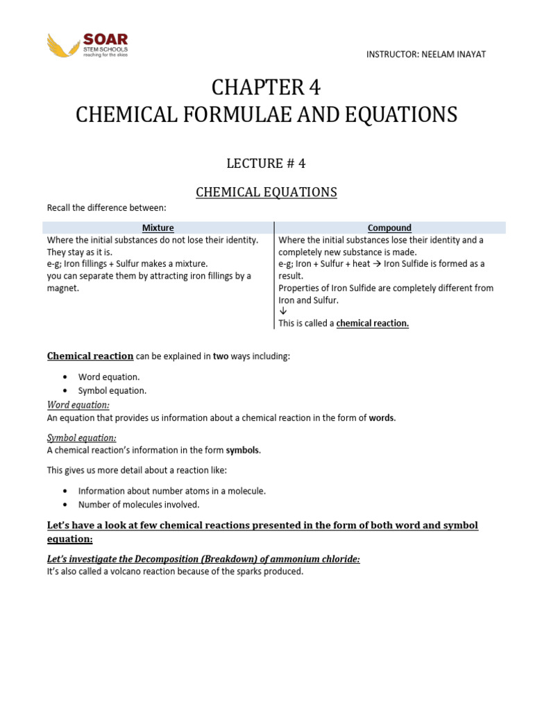 Chapter 4 Lec 4 Complete PDF | PDF | Chemical Substances | Chemical Reactions