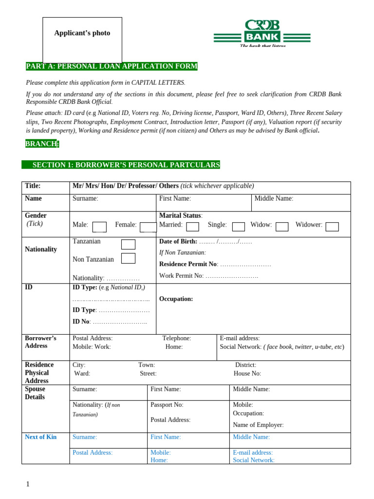 Personal Loan Application Form Final 1 | PDF | Employment | Loans