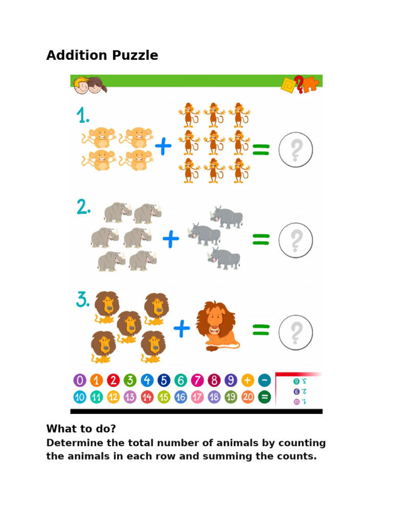 Addition II Numeracy Puzzle in Eng | PDF