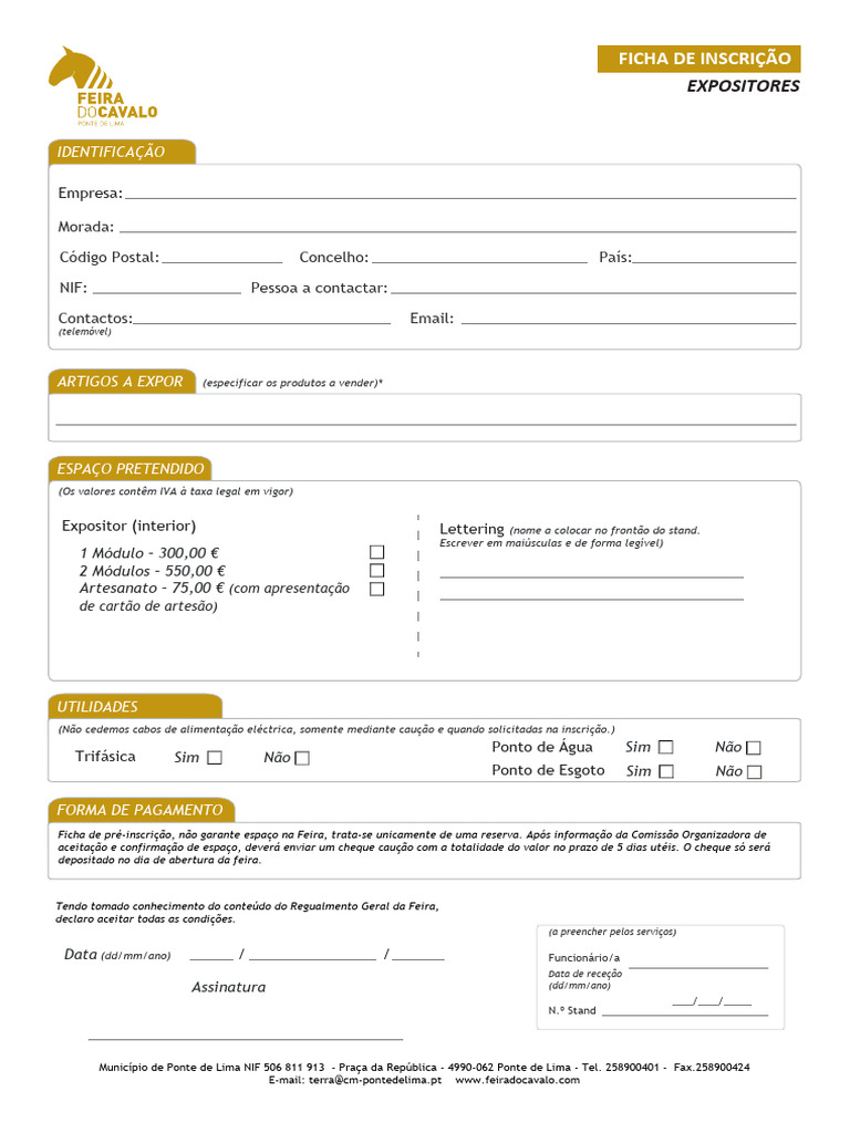 Ficha Inscricao Expositor Feira Do Cavalo | PDF | Cheque (banco)