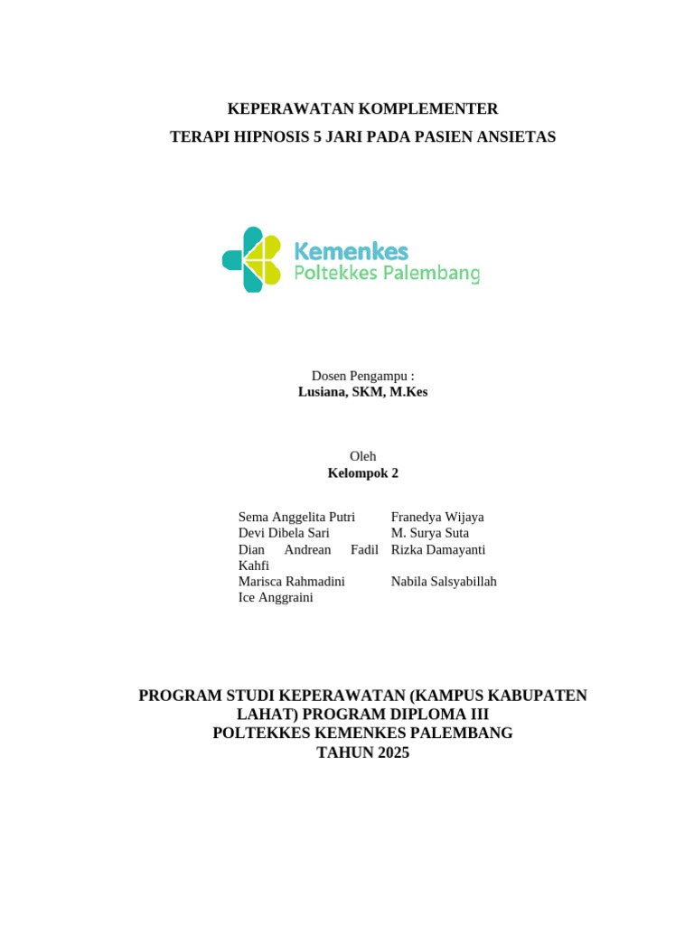 Terapi Hipnosis 5 Jari untuk Ansietas | PDF