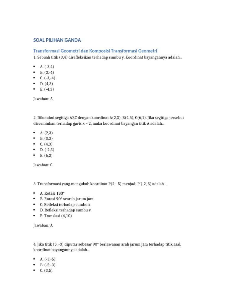 Soal Transformasi Geometri 25 | PDF
