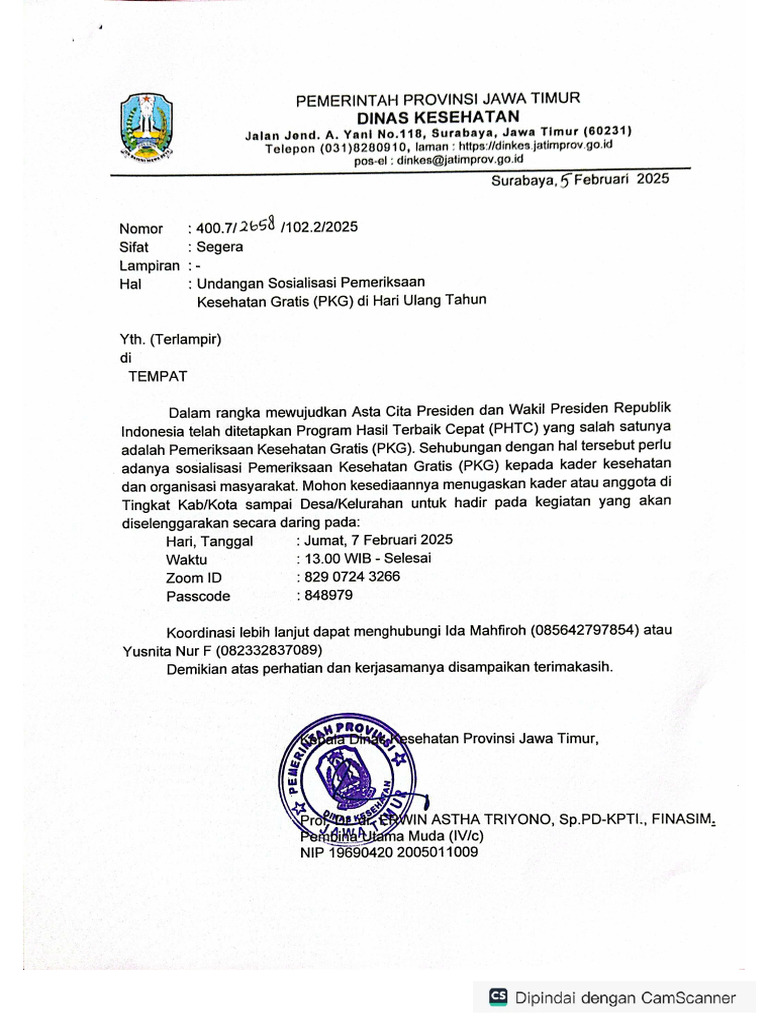 Undangan Sosialisasi PKG - Kader Ormas | PDF