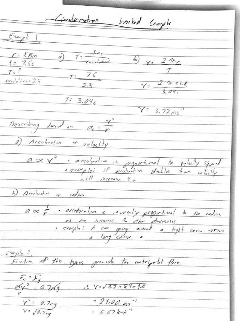 Circular Motion Worked Examples | PDF