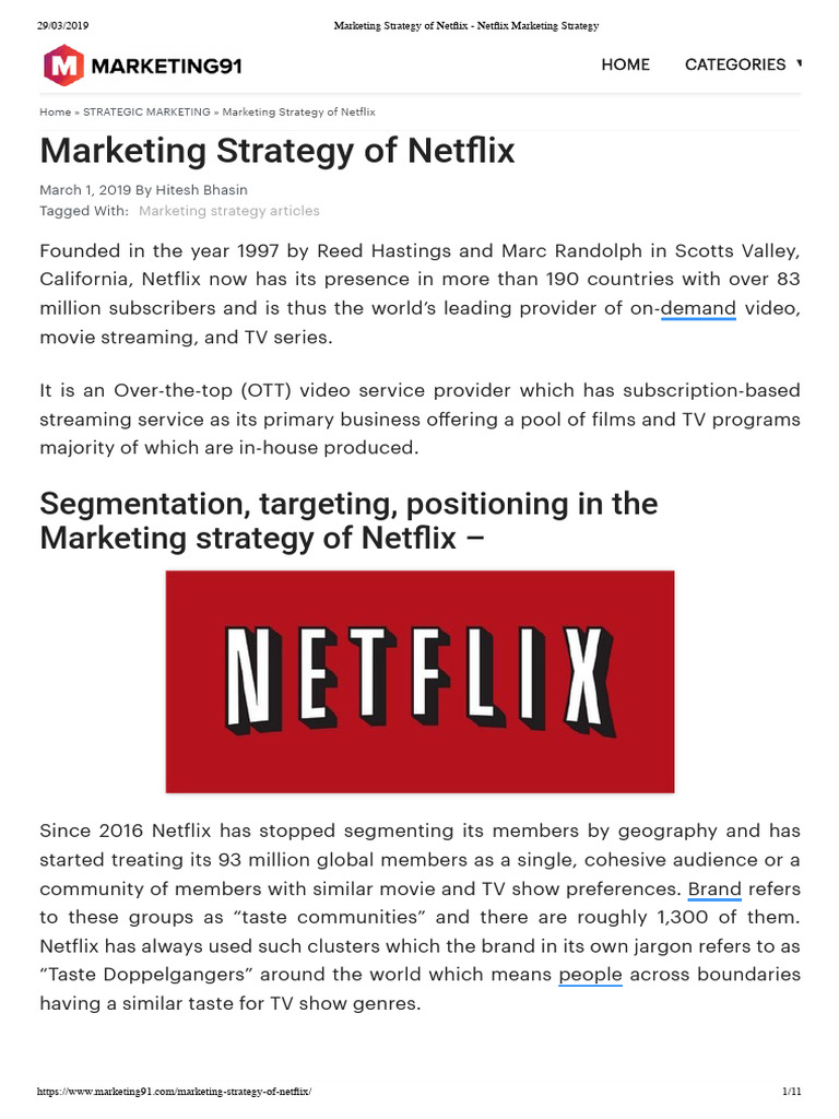 Marketing Strategy of Netflix - Netflix Marketing Strategy | PDF ...