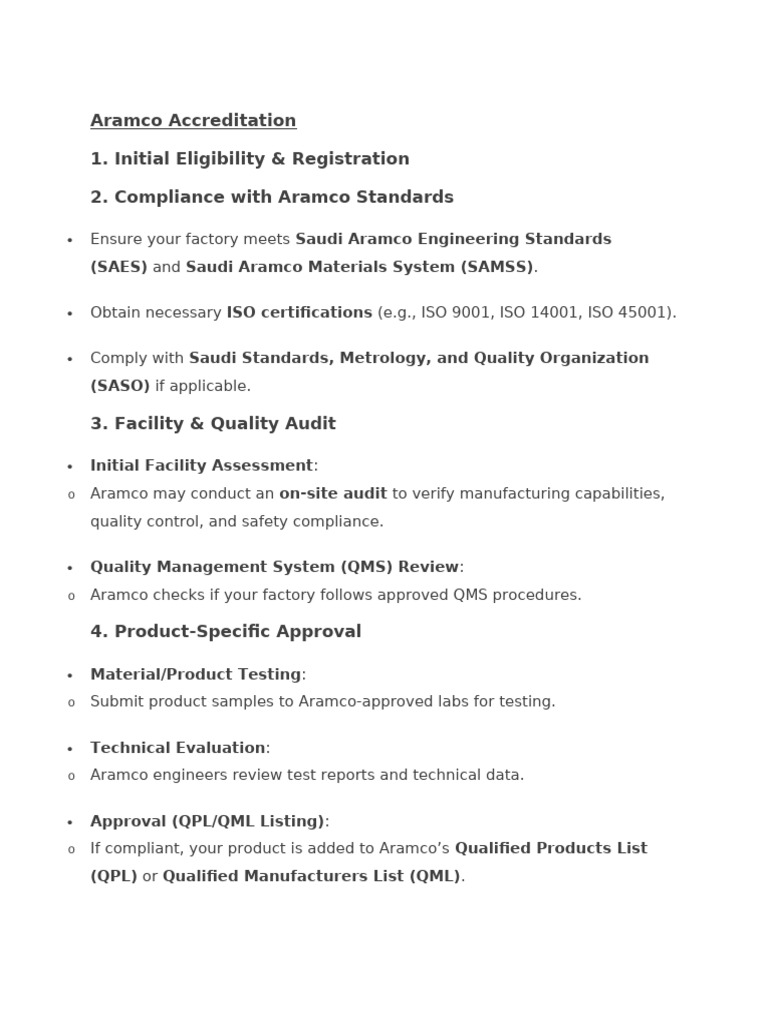Aramco Accreditation | PDF