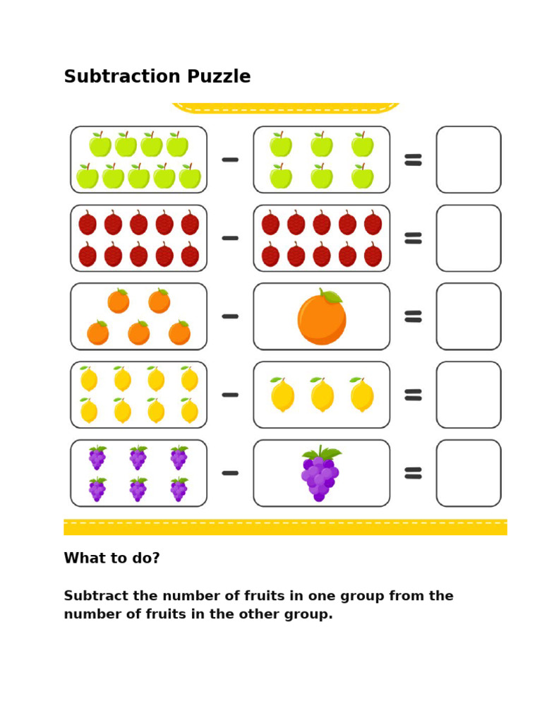 Subtraction I Numeracy Puzzle in Eng | PDF