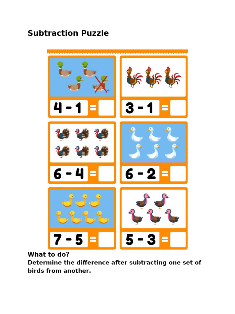 Subtraction VI Numeracy Puzzle in Eng | PDF