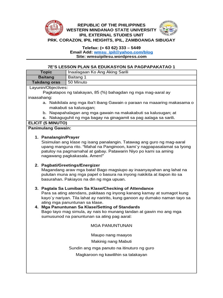 Esp Lesson Plan 7es Demo FINAL | PDF