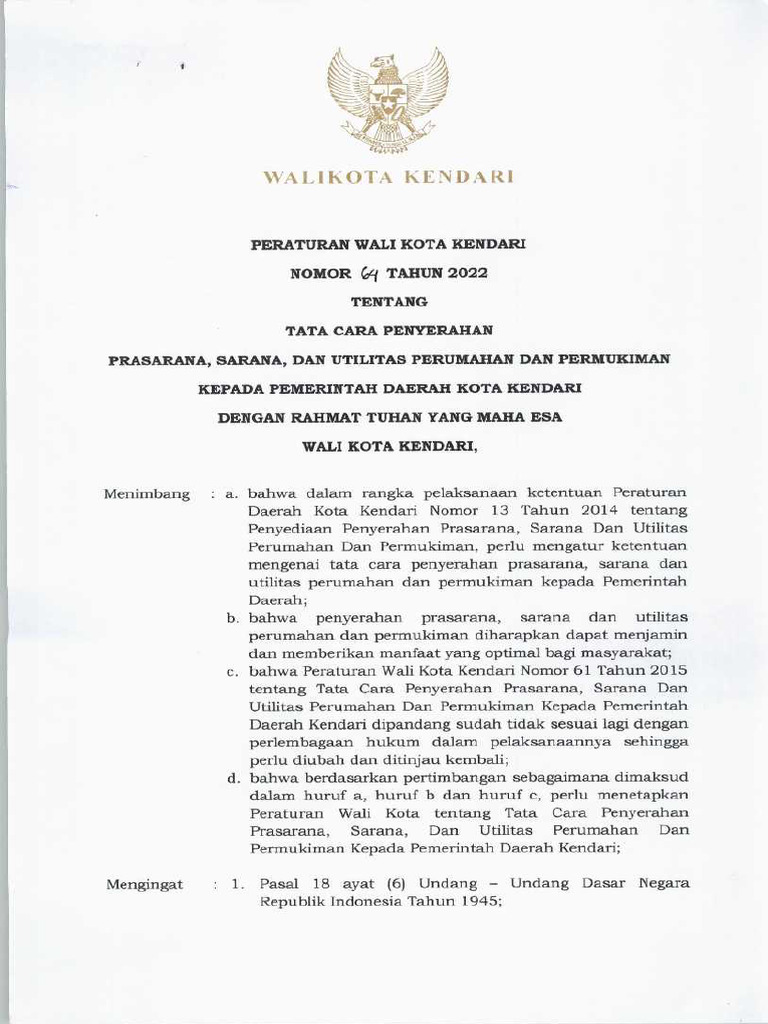 Perwali No. 64 Tahun 2022 | PDF