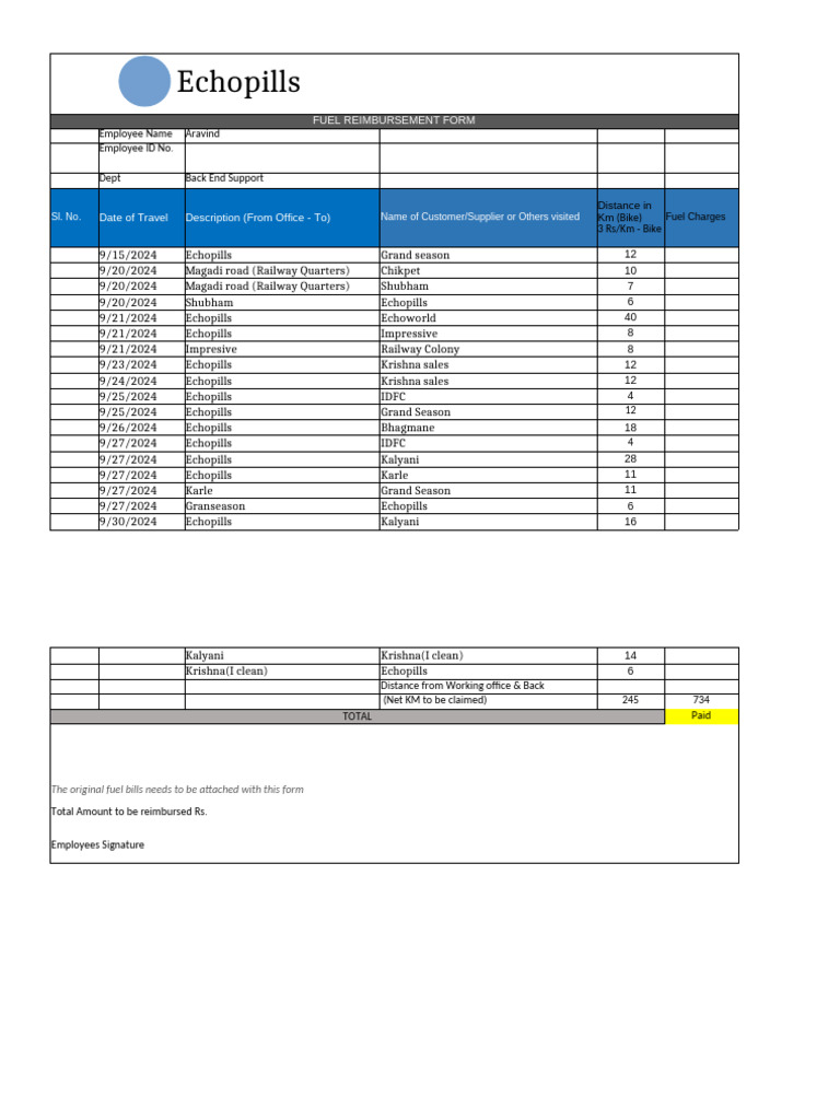 Arvindh petrol allowance | PDF