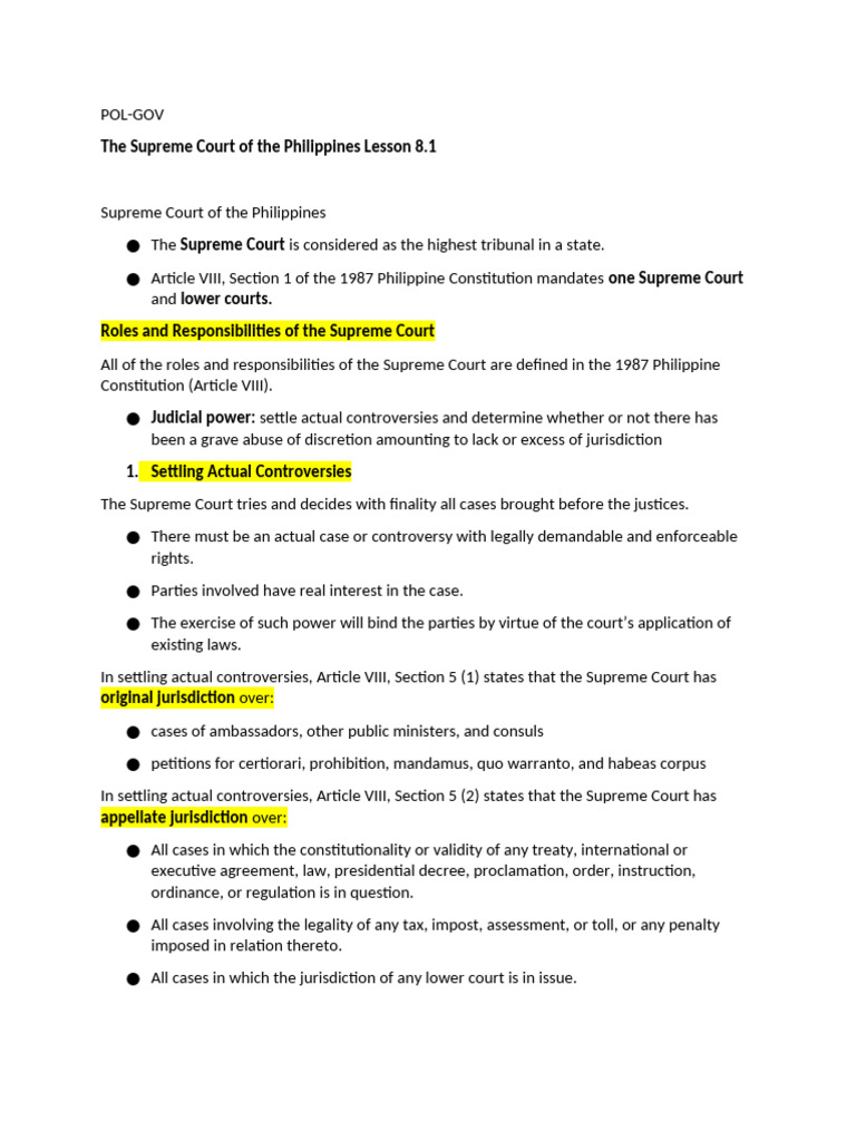 Supreme Court of the Philippines Overview | PDF | Supreme Court Of The ...