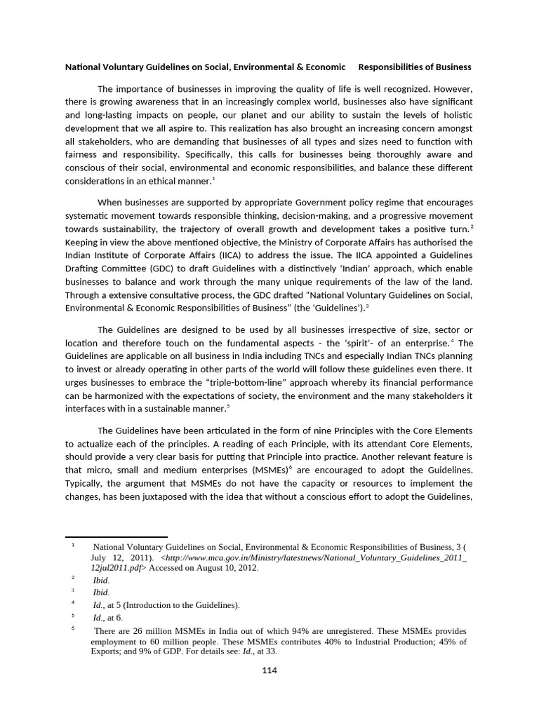 National Voluntary Guidelineson Social Enviornemntal | PDF | Employment ...