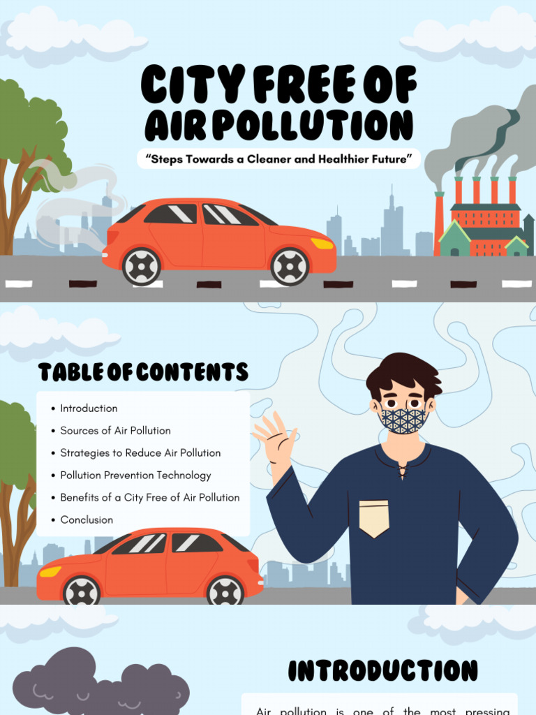 Blue Illustrative City Free of Air Pollution Presentation | PDF