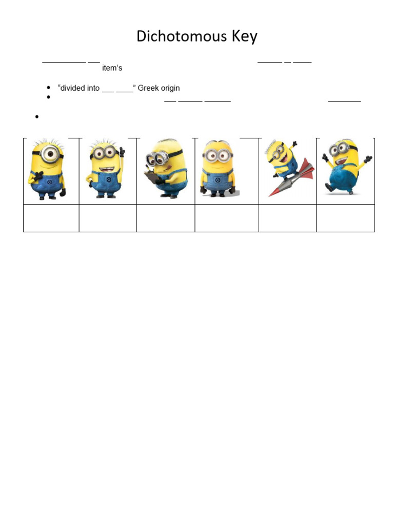 Dichotomous Key Minion Notes Practice | PDF