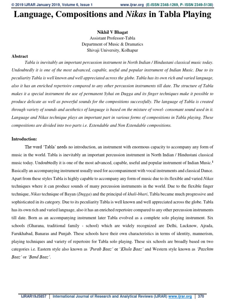 Language Composition and Nikas in Tabla | PDF | Musicology