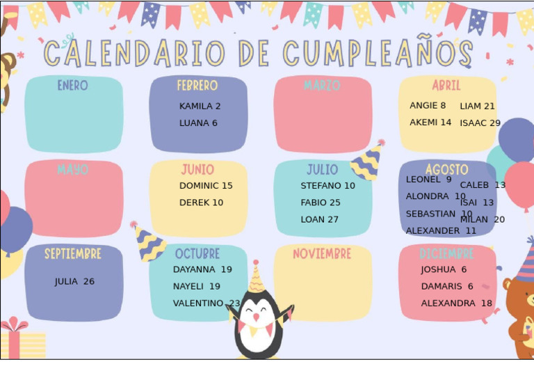 Calendario de Cumpleaños | PDF
