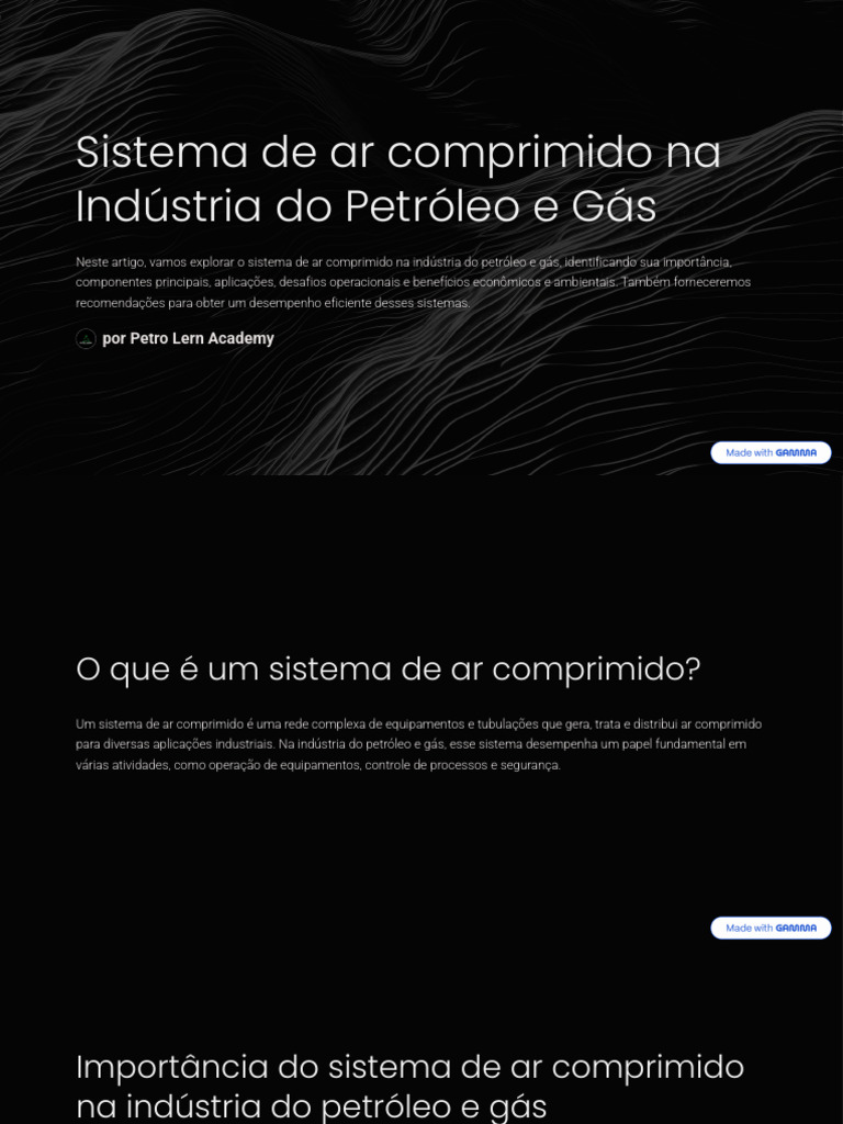 Sistema de Ar Comprimido no Petróleo e Gás | PDF