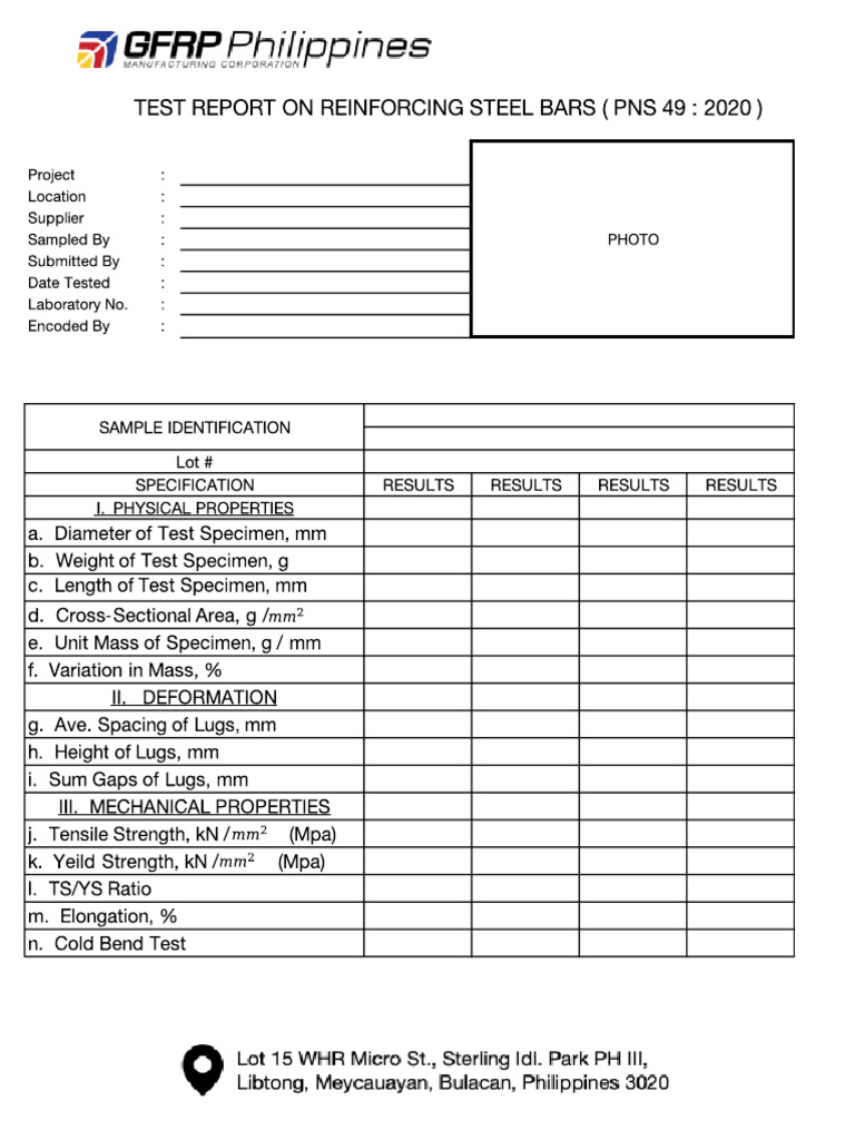 GFRP Test Template | PDF