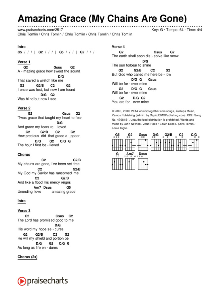 Amazing Grace: My Chains Are Gone Chords | PDF | Amazing Grace | Hymns