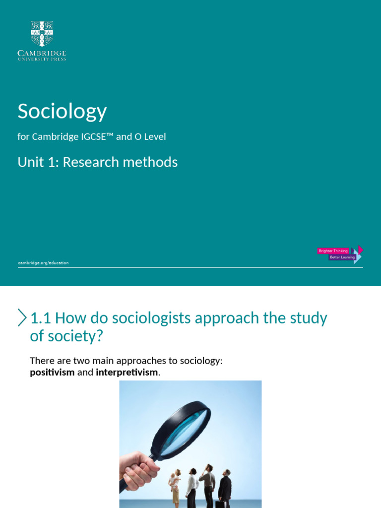 Igcse Sociology Unit 1 Pdf Positivism Sampling Statistics