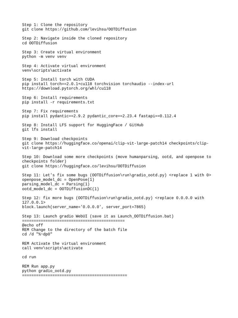 OOTDiffusion_installation_guide | PDF