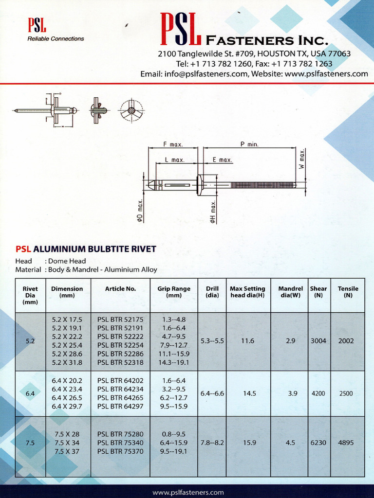 Bulb Tite Rivet Catalogue | PDF