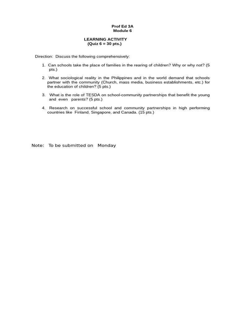 Prof Ed 3a.docx Module 6 Learning Activity | PDF