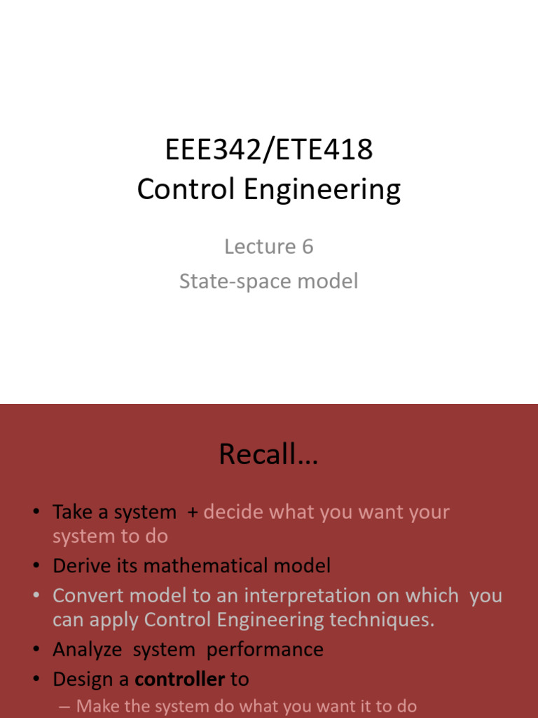 State-Space Model in Control Engineering | PDF | Physics | Mathematical ...