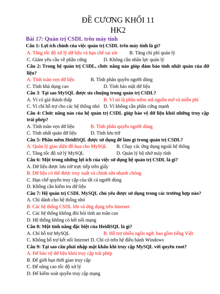 Đề Cương Khối 11_hk2 | PDF