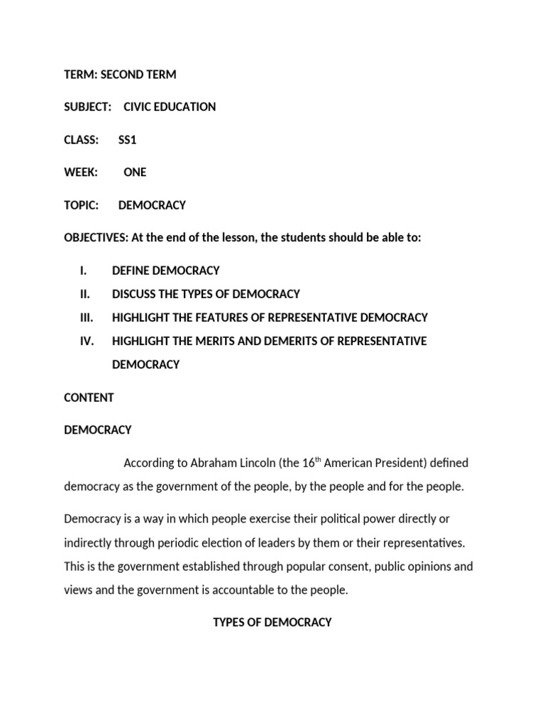 9c99d048 CIVIC SS1 Second Term WK1 | PDF | Elections | Democracy