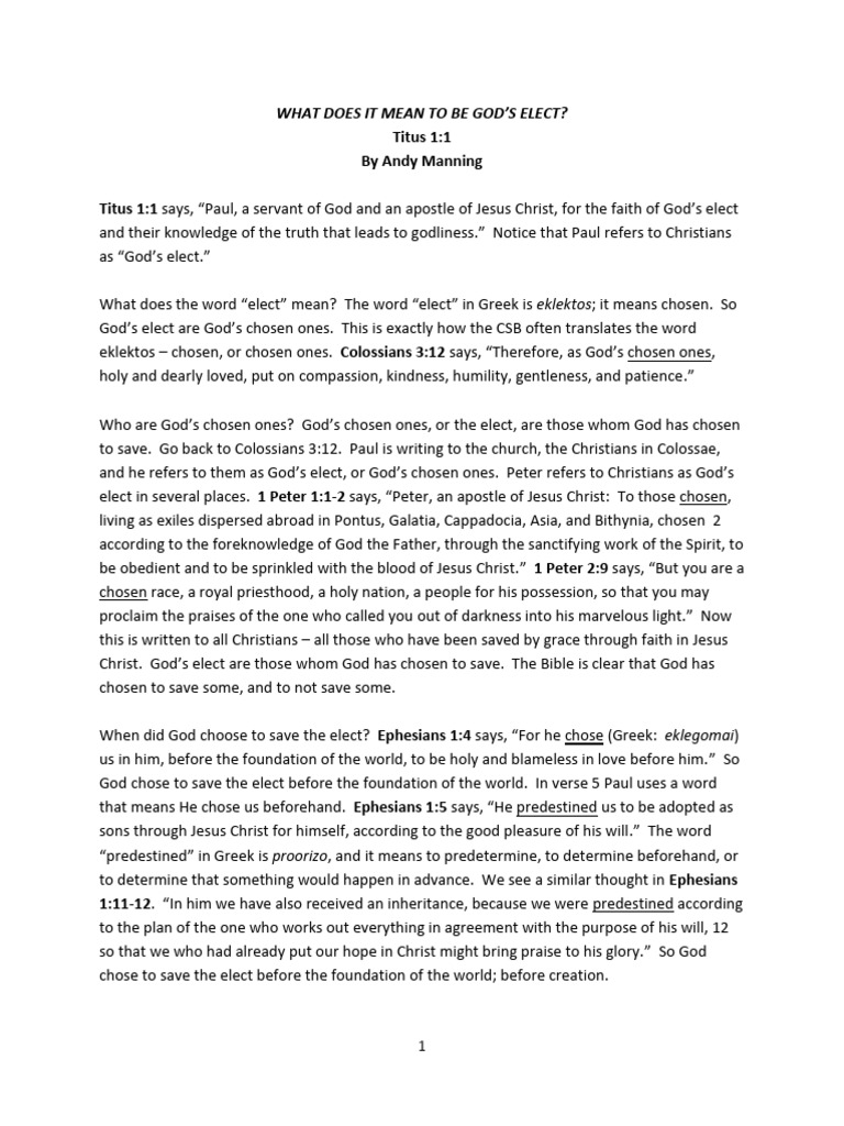 Understanding God's Elect: Election Explained | PDF | Arminianism ...