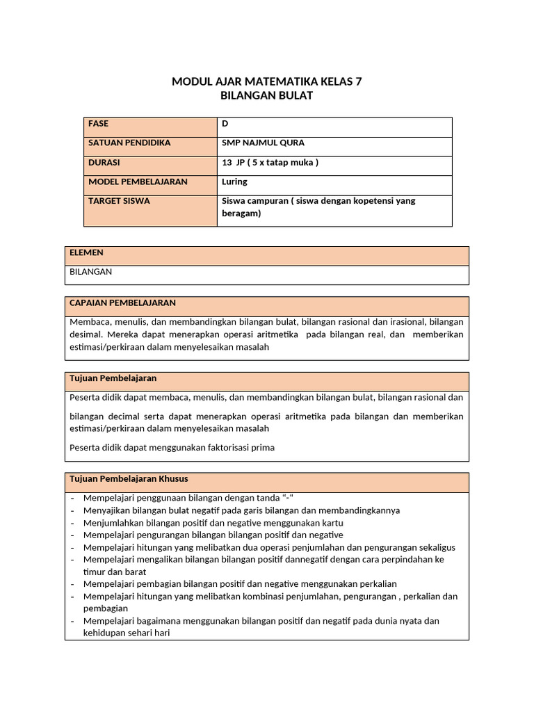 Modul Bilangan Bulat | PDF