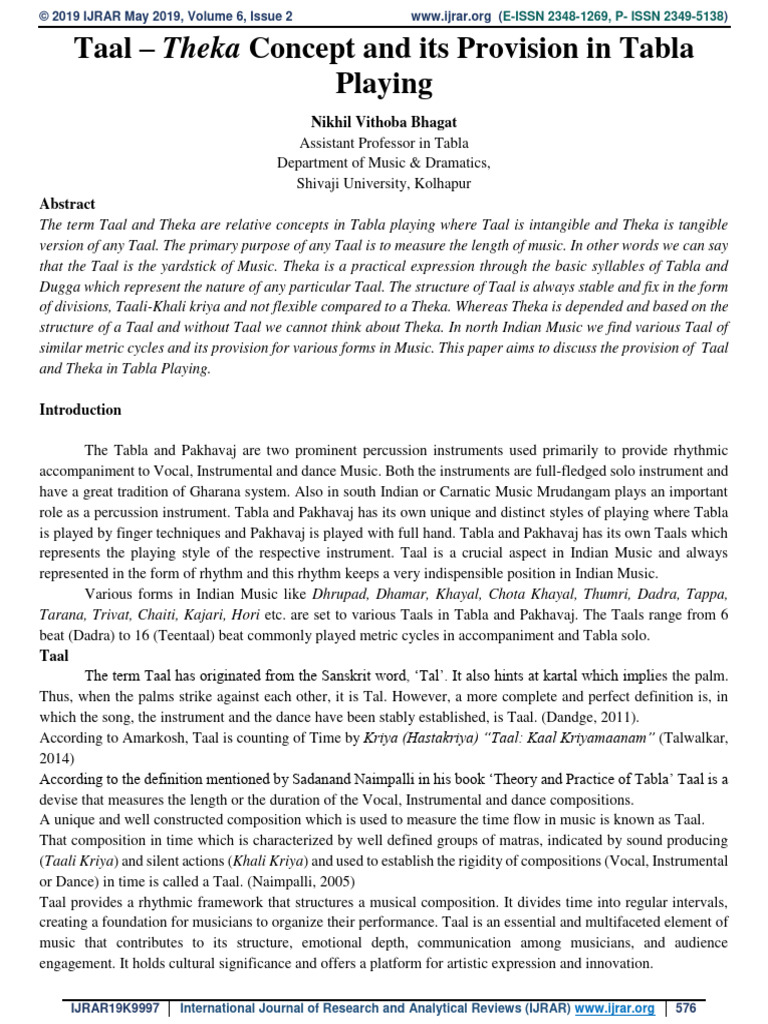 Understanding Theka in Tabla Music | PDF | Rhythm | Rhythm And Meter
