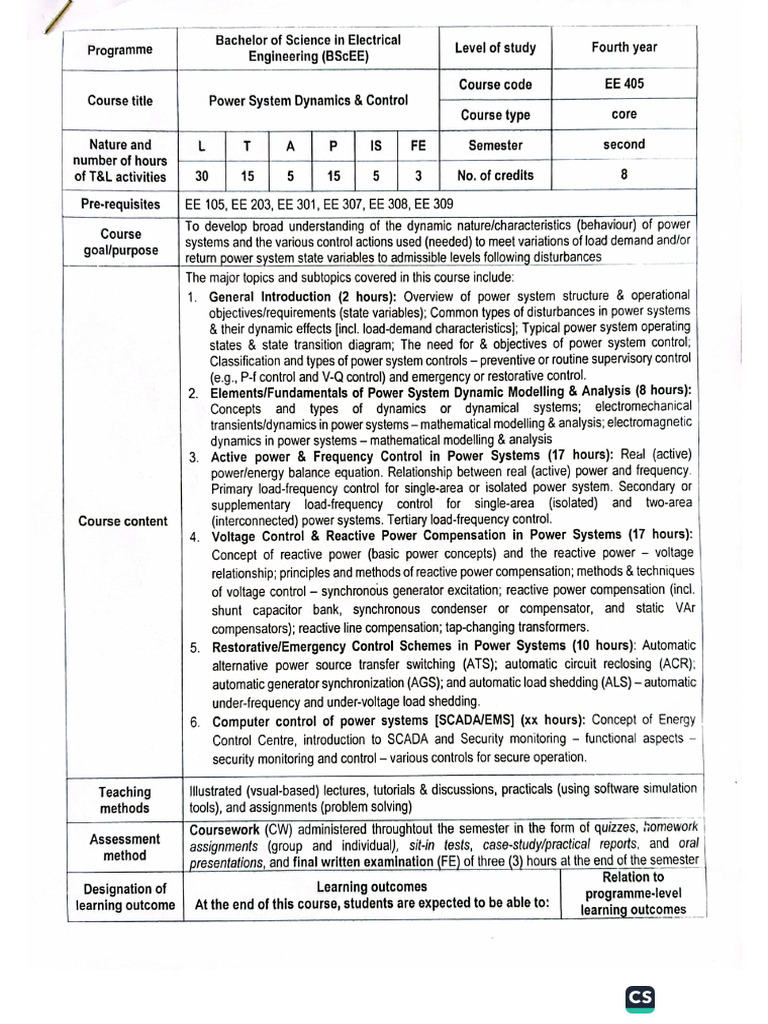 power System Dynamics & Control | PDF