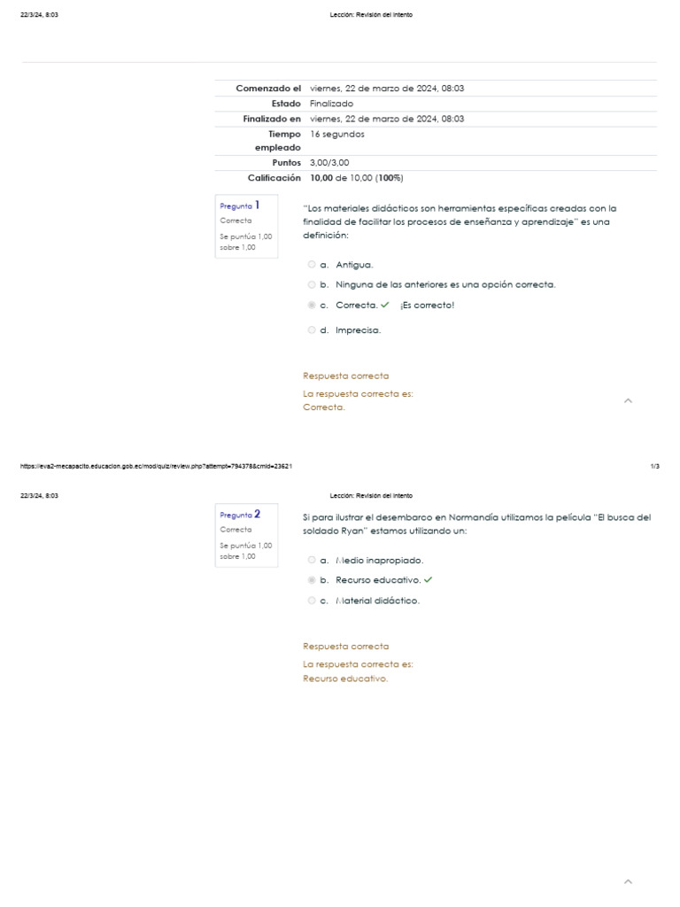 Lección - Revisión Del Intento BGU 110 | PDF | Enseñando | Aprendizaje