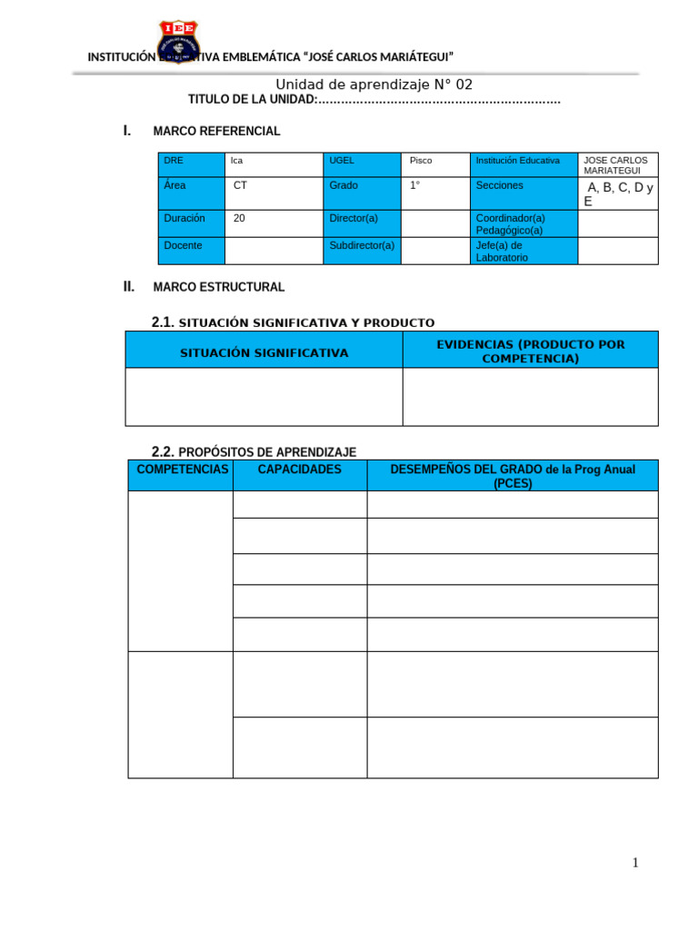 ESQUEMA_UNIDAD DIDÁCTICA 2024 | PDF | Evaluación | Cognición