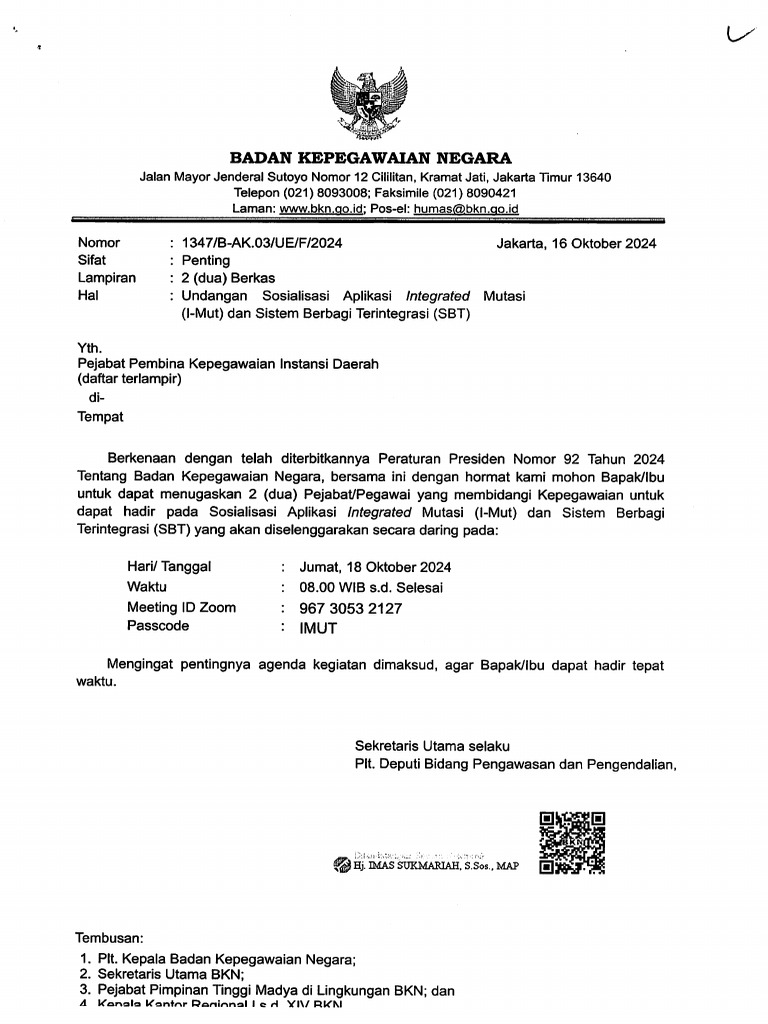 Sosialisasi Aplikasi Integrated Mutasi (18-10-2024) | PDF