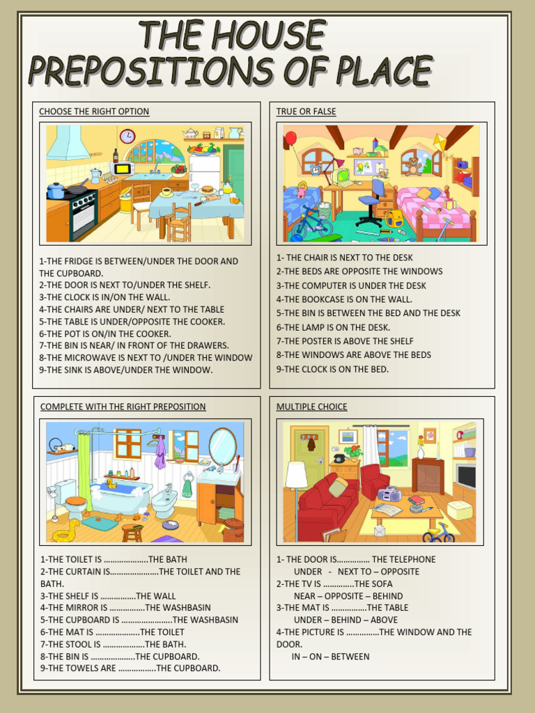 Prepositions and Spatial Relationships Exercises | PDF