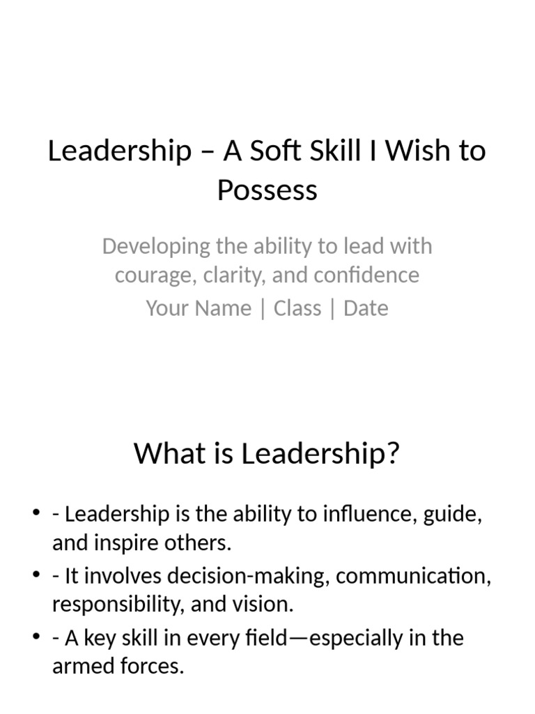 Leadership Soft Skill Presentation | PDF