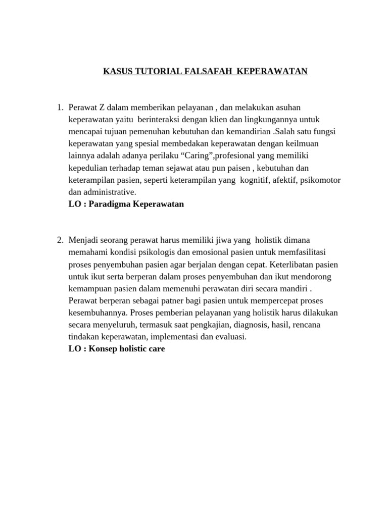 KASUS TUTORIAL FALSAFAH KEPERAWATAN New-1 | PDF