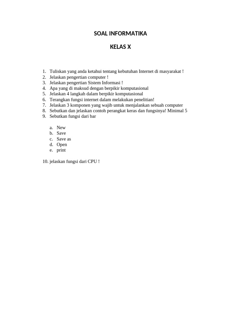 Soal Informatika | PDF