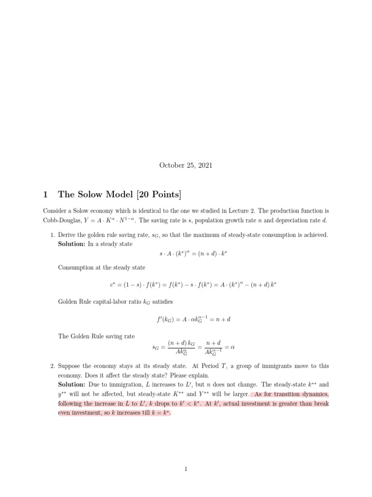 Final2021 in Class Solution | PDF | Economic Equilibrium | Interest