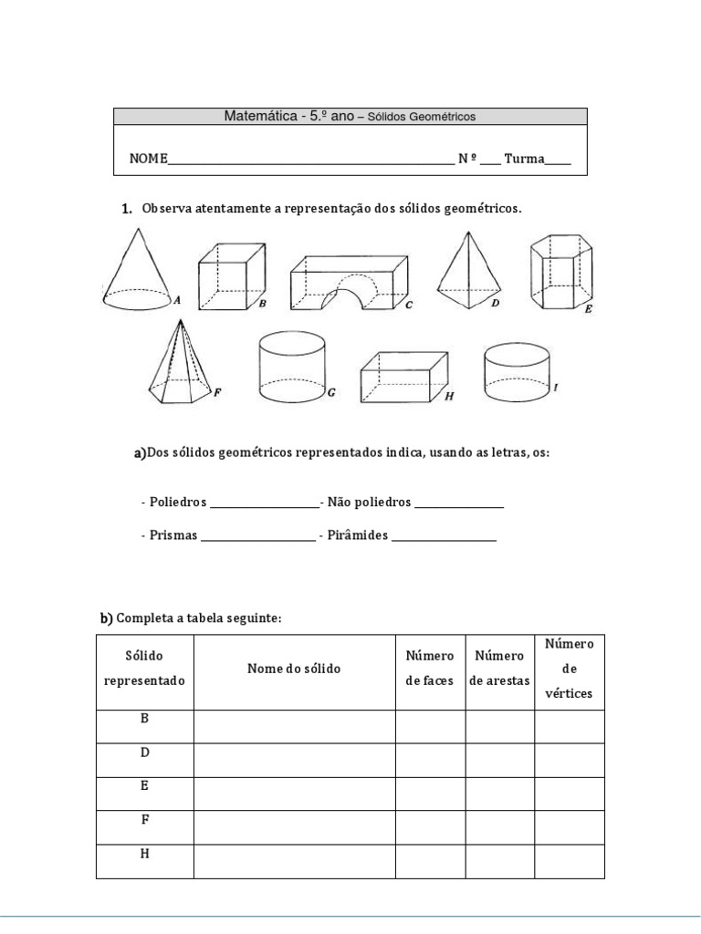 Ficha Solidos Geometricos | PDF | Triângulo | Formas geométricas