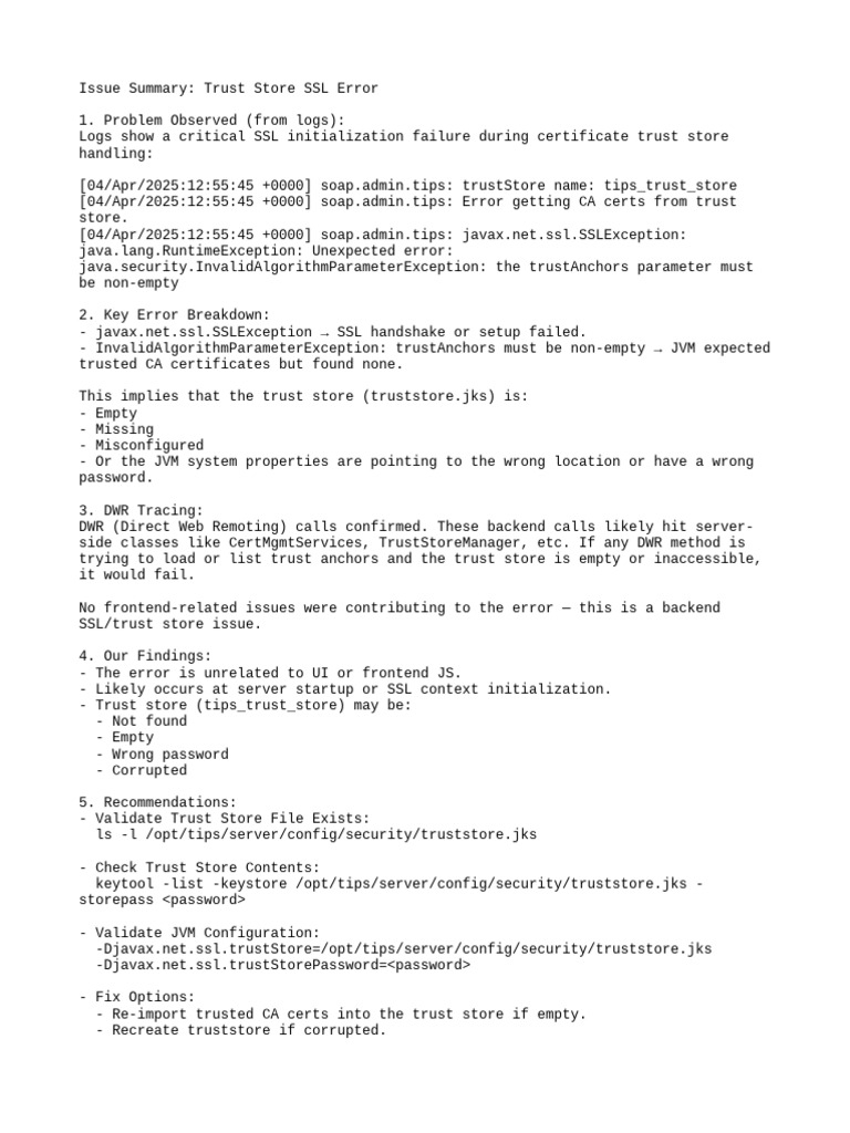 Trust_Store_SSL_Issue_Summary | PDF