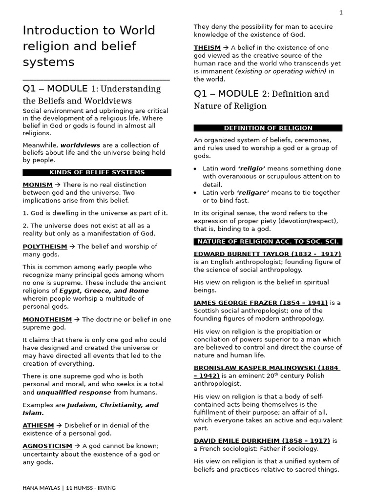 G11 HUMSS Q1 Introduction To World Religions and Belief Systems | PDF ...